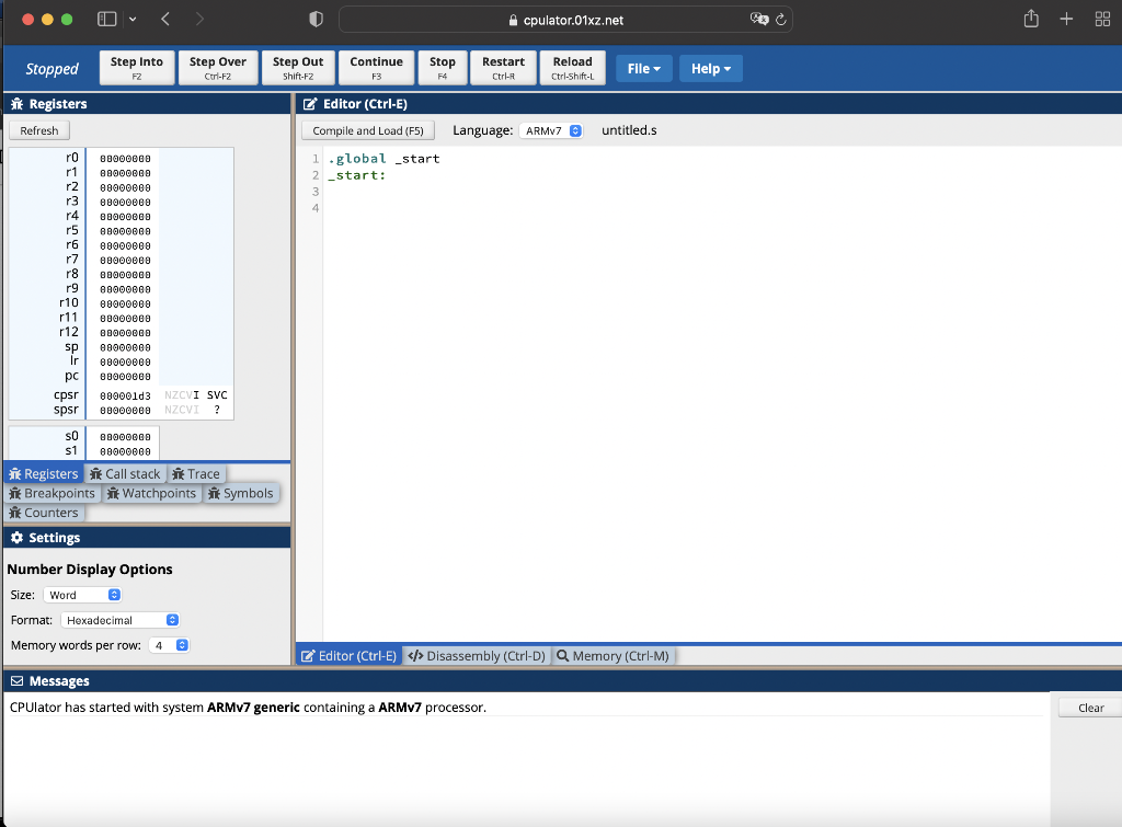 s0 s1 Settings Number Display Options Size: Format: | Chegg.com