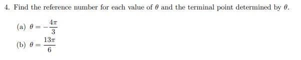 Solved 4. Find the reference number for each value of 0 and | Chegg.com