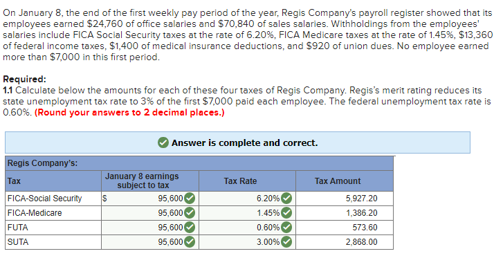 Solved On January 8, the end of the first weekly pay period | Chegg.com