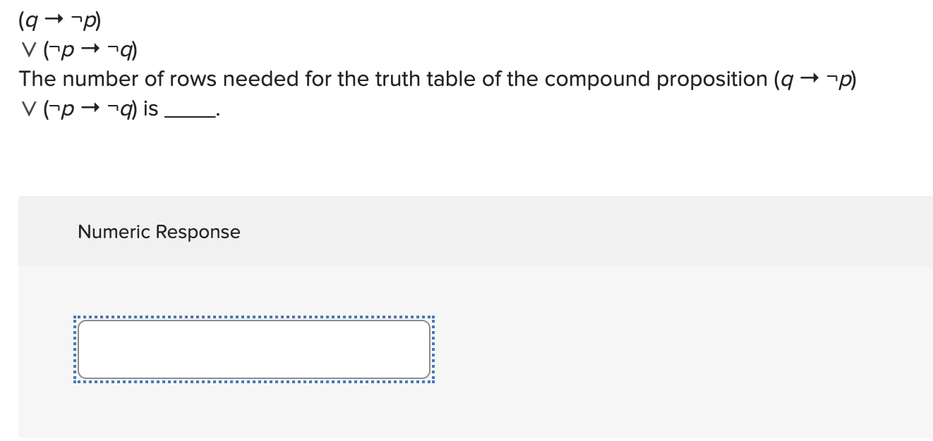Solved (q + p) Vp +9) The number of rows needed for the | Chegg.com