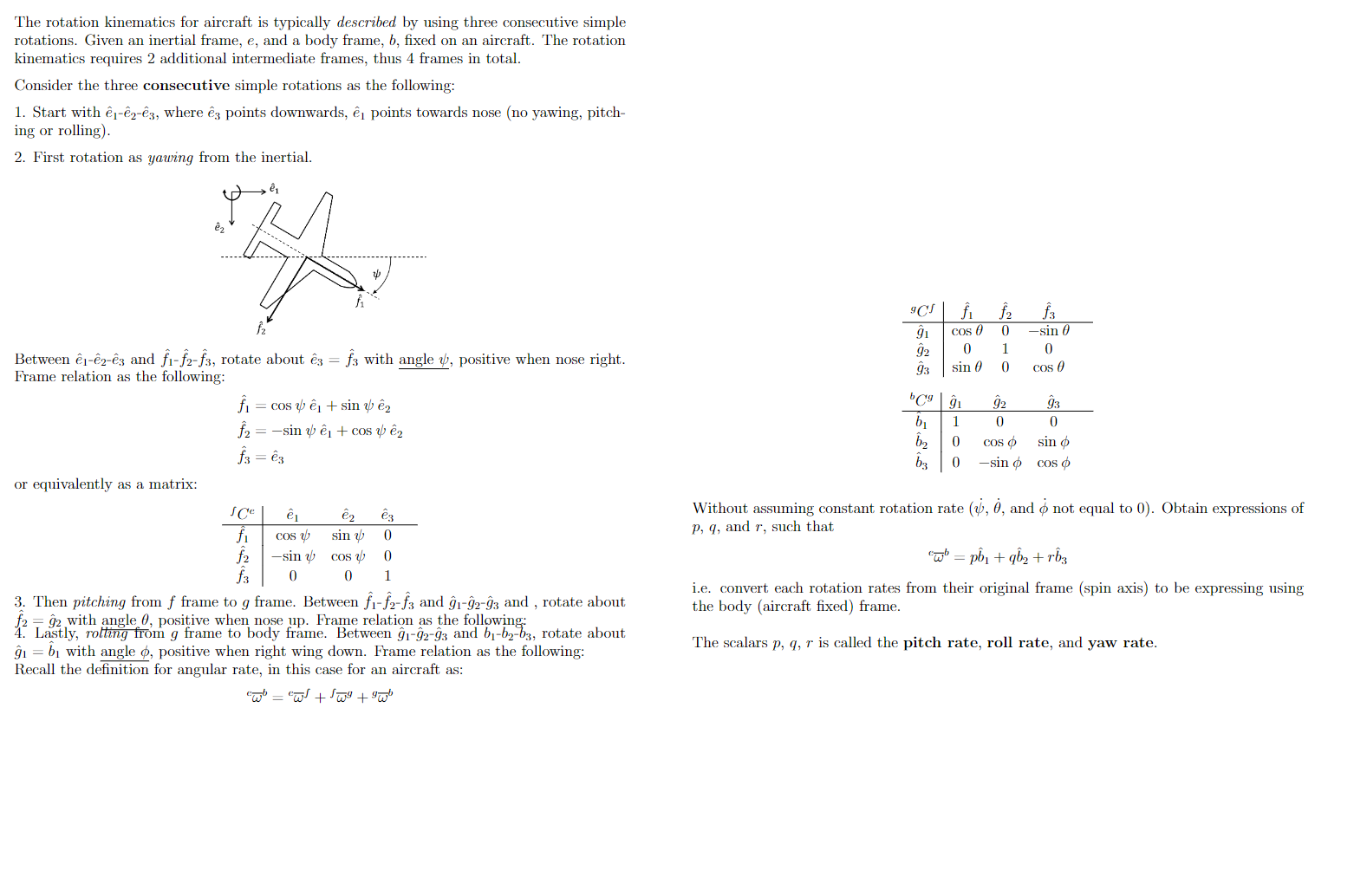 Solved The rotation kinematics for aircraft is ﻿typically | Chegg.com