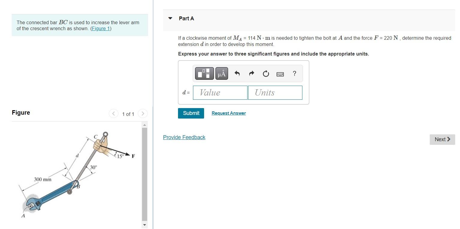 Solved The connected bar BC is used to increase the lever | Chegg.com