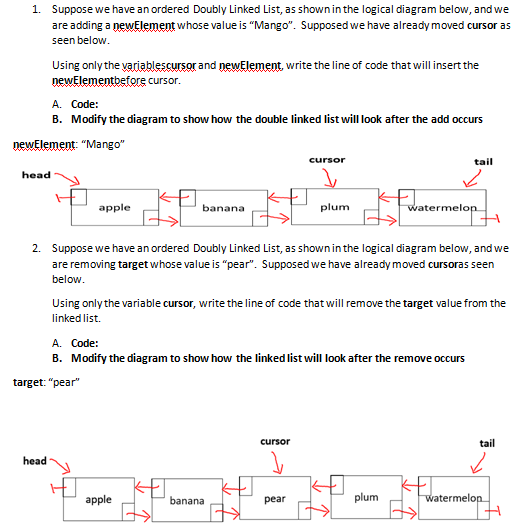 Solved 1 Suppose We Have An Ordered Doubly Linked List As