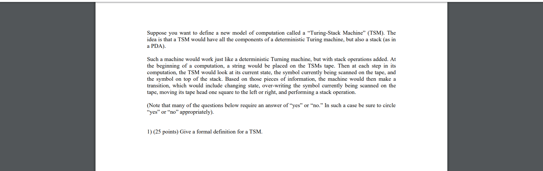 Solved Suppose you want to define a new model of computation | Chegg.com