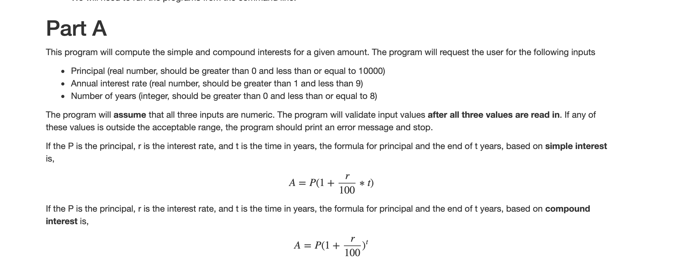 Solved Part A This program will compute the simple and | Chegg.com