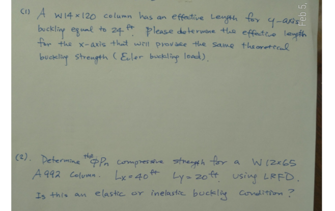 Solved Feb 5, (1) A w 14x120 column has an effective Length | Chegg.com