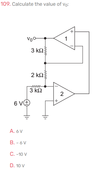 Solved 109. Calculate the value of v0 : | Chegg.com