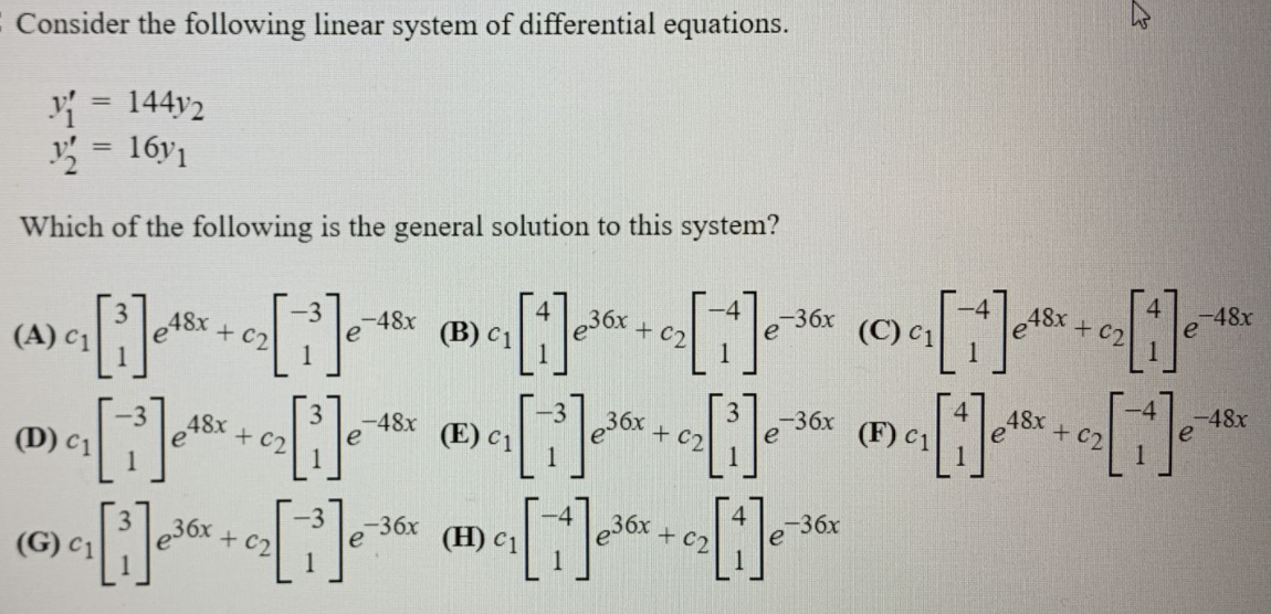 Solved & Consider the following linear system of | Chegg.com