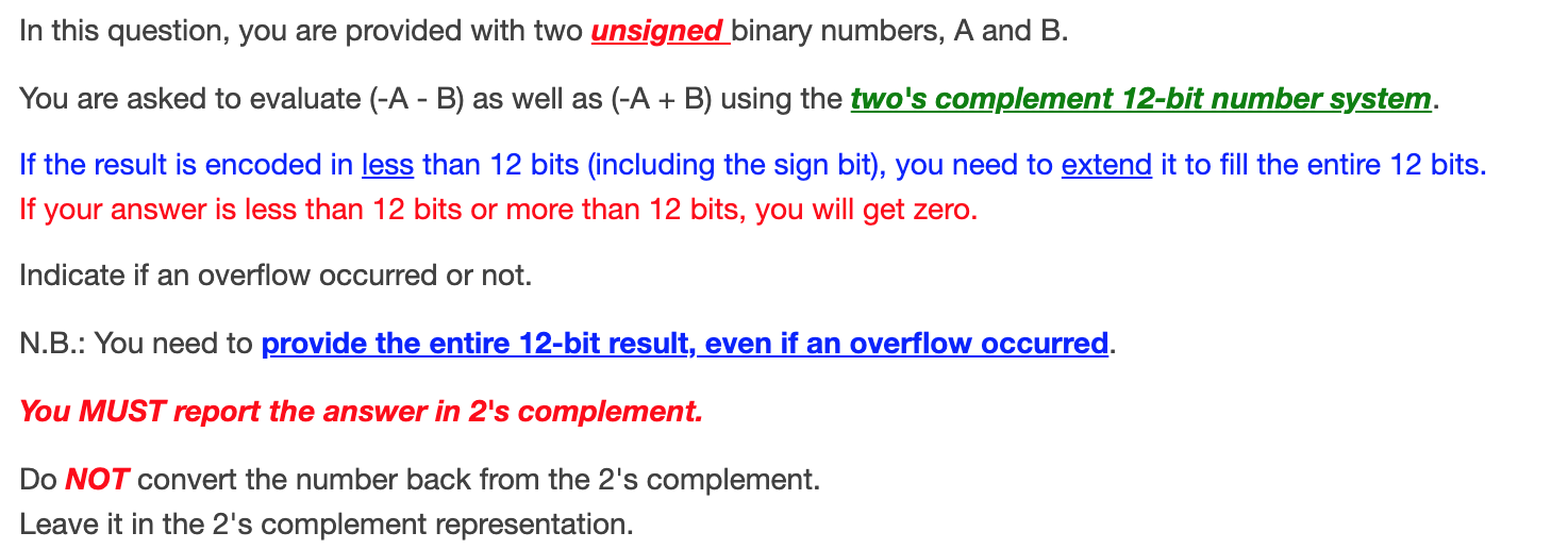 Solved When A = 10001110001 and B = 110011101, the value of | Chegg.com