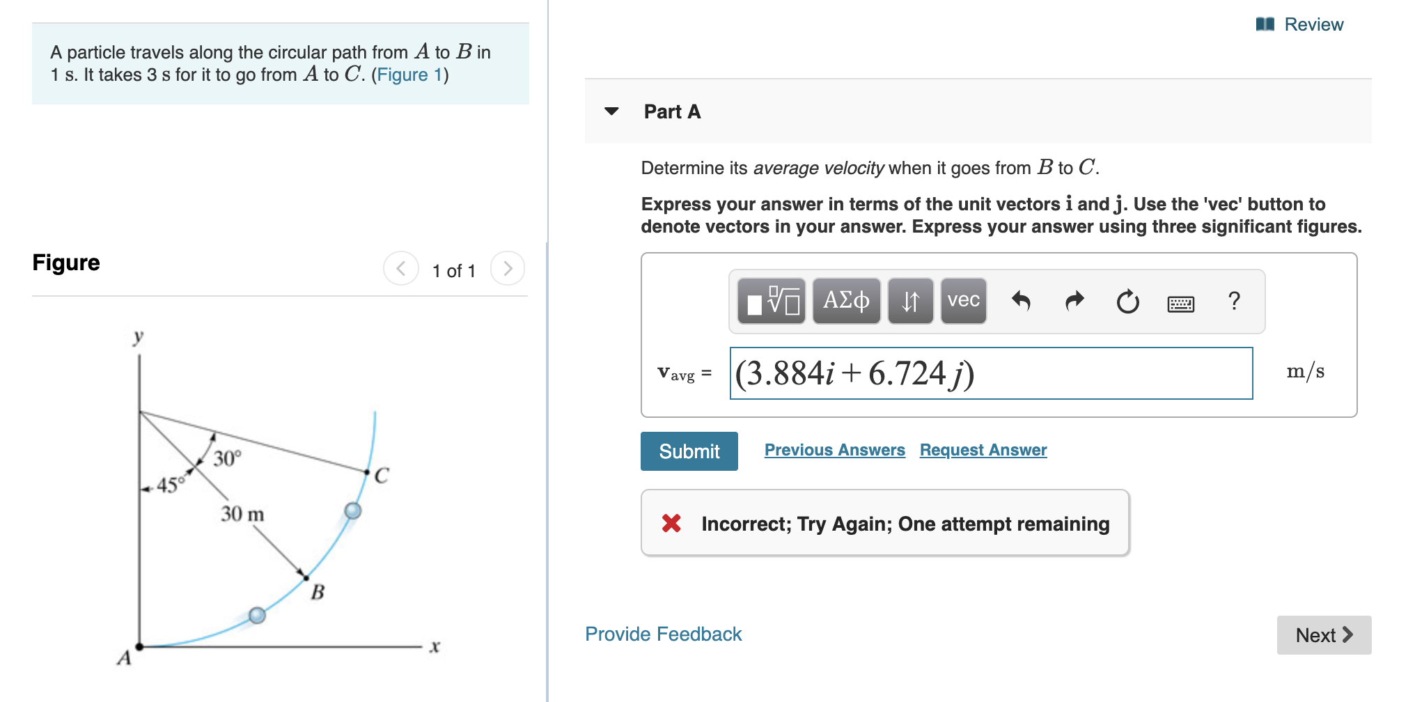 Solved Review A particle travels along the circular path | Chegg.com