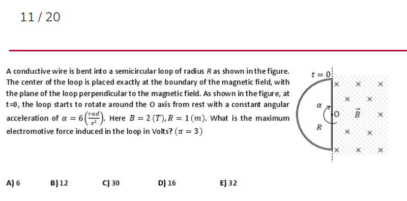 Solved A conductive wire is bent into a semicircular loop of | Chegg.com