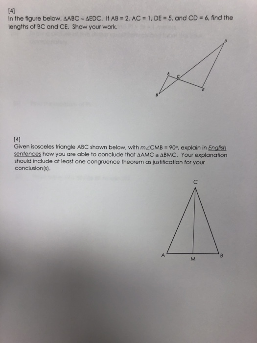 Solved 14] In the figure below, ABC ~ EDC. If AB ; 2. AC | Chegg.com