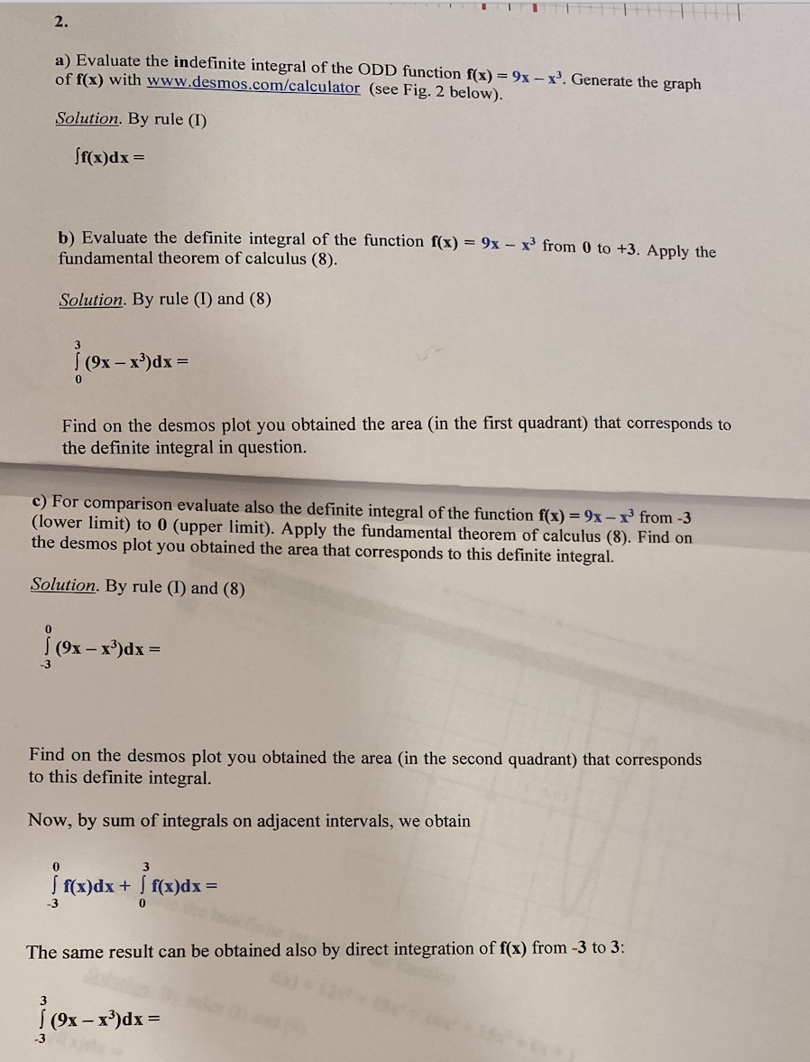 Solved 2. a) Evaluate the indefinite integral of the ODD | Chegg.com