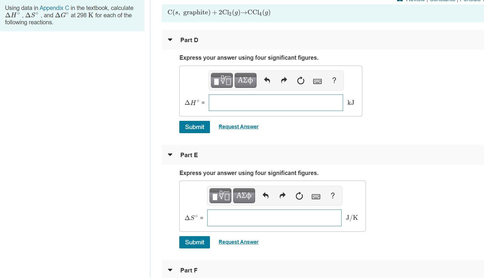 Solved Using data in Appendix C in the textbook, calculate | Chegg.com