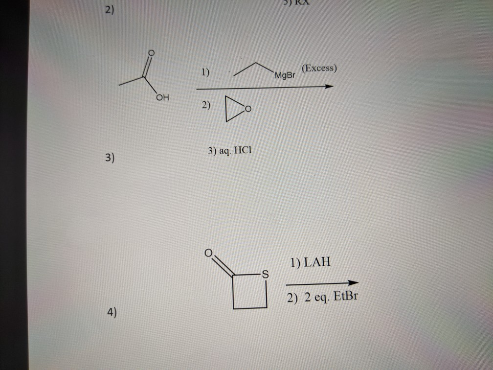 Solved D) R MgBr (Excess) MgBr OH 2) Do 3) aq. HCI 1) LAH S | Chegg.com