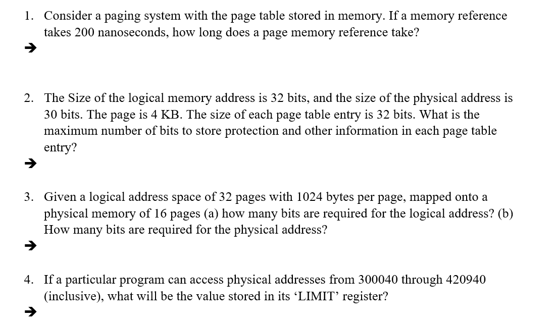 Solved 1. Consider a paging system with the page table | Chegg.com
