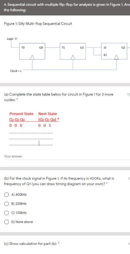 Solved 4. Sequential circuit with multiple flip-flop for | Chegg.com