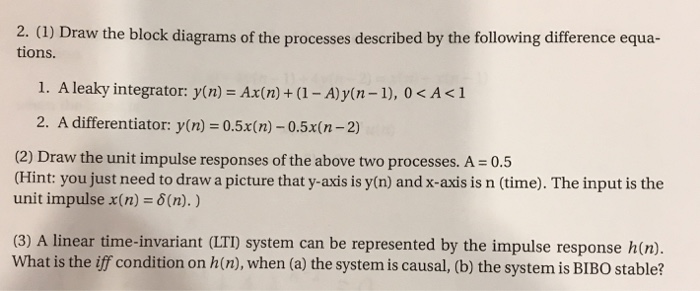 Solved tions. 1. A leaky integrator: y(n) - Ax(n) + (1 | Chegg.com