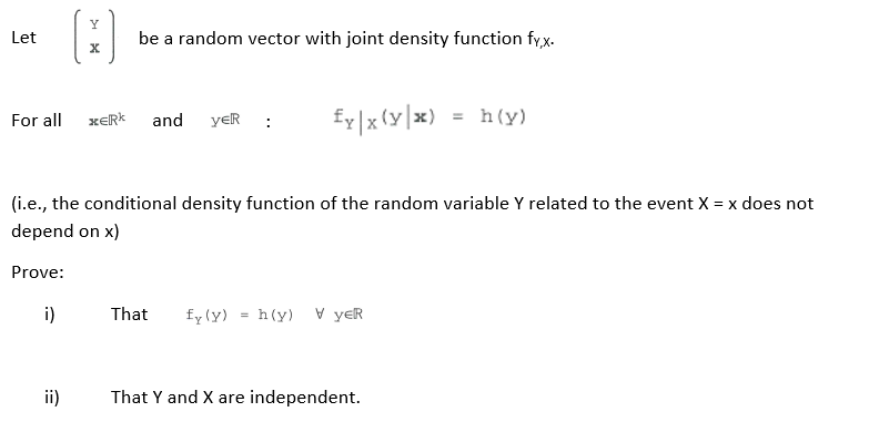 Solved Y Let be a random vector with joint density function | Chegg.com