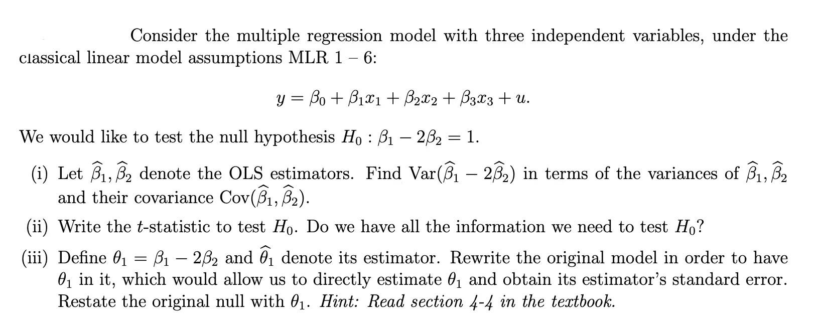 Solved Consider The Multiple Regression Model With Three 9222