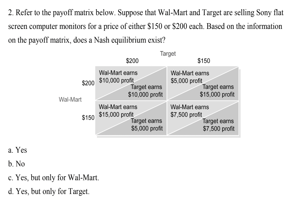 Solved 2. Refer to the payoff matrix below. Suppose that | Chegg.com