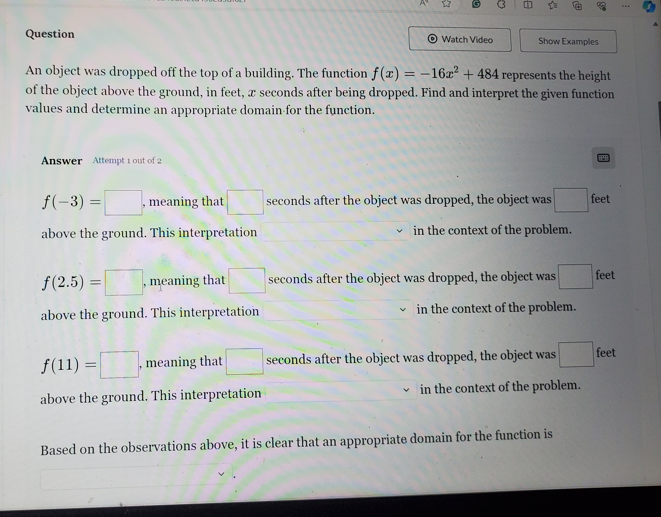 Solved An object was dropped off the top of a building. The | Chegg.com