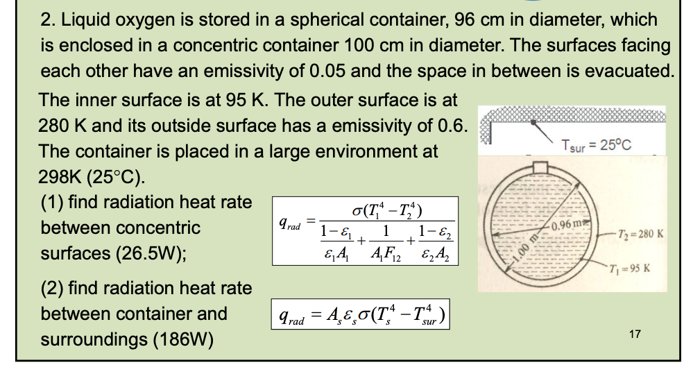 Solved 2. Liquid oxygen is stored in a spherical container, | Chegg.com