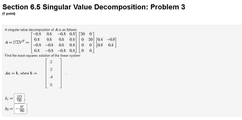 Solved Section 6.5 Singular Value Decomposition: Problem 3 | Chegg.com
