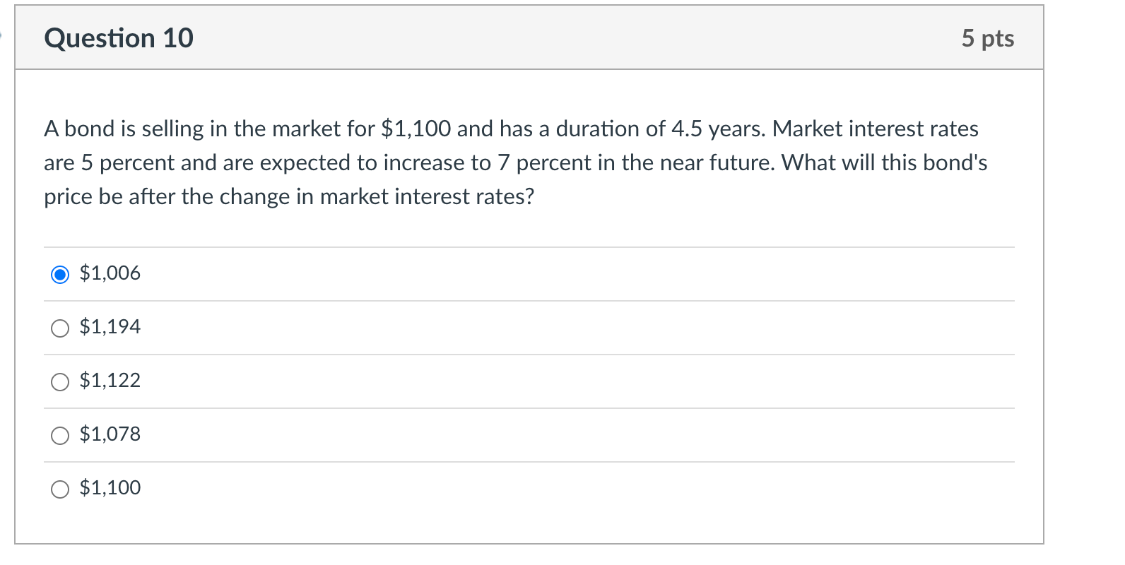 Solved A bond is selling in the market for $1,100 and has a | Chegg.com