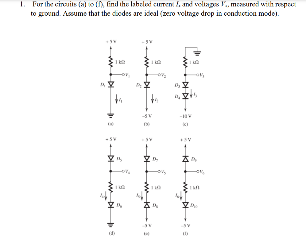 Solved For the circuits (a) ﻿to (f), ﻿find the labeled | Chegg.com