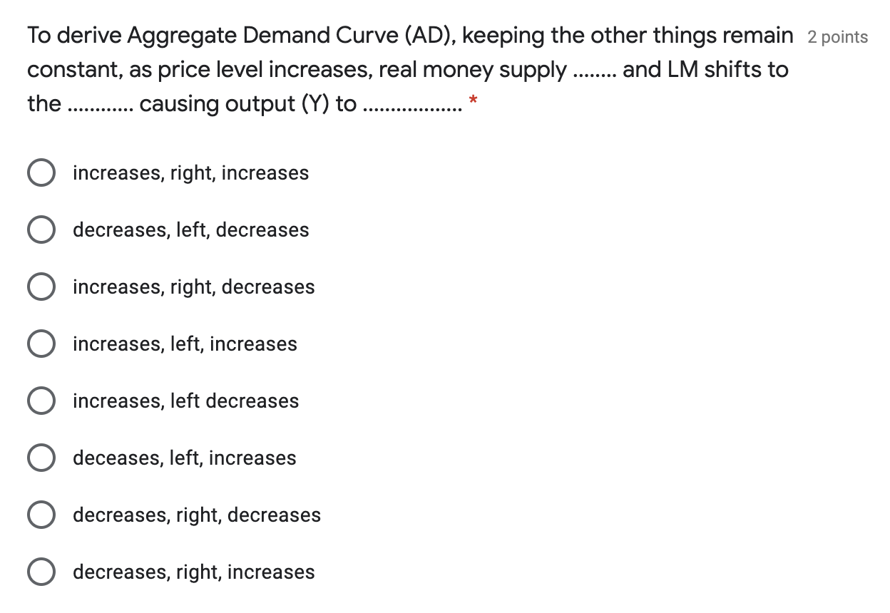 Solved To derive Aggregate Demand Curve (AD), keeping | Chegg.com