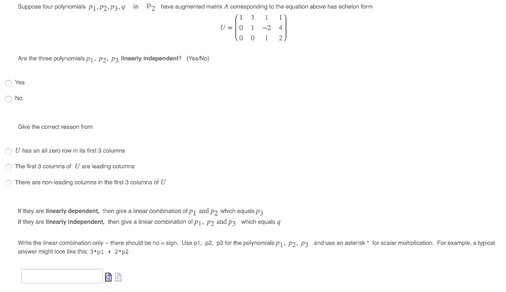 Solved Suppose four polynomials P1, P2, P3,9 in P2 have | Chegg.com
