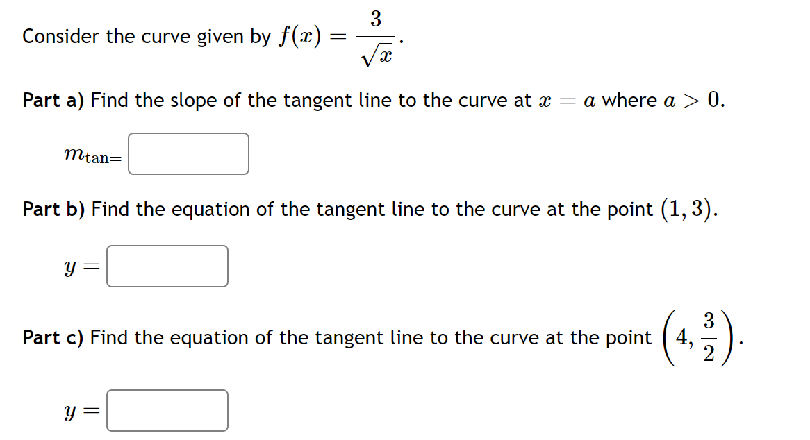 Solved Consider the curve given by f(x)=x3. Part a) Find the | Chegg.com