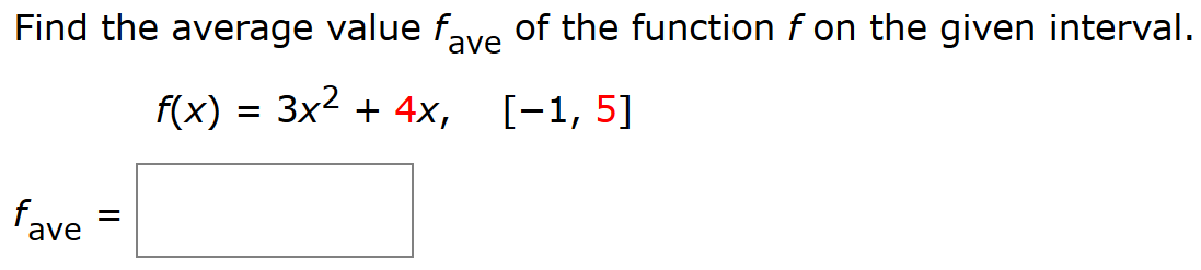 Solved Find the average value fave of the function f on the | Chegg.com Solved Find the average value fave of the function f on the | Chegg.com