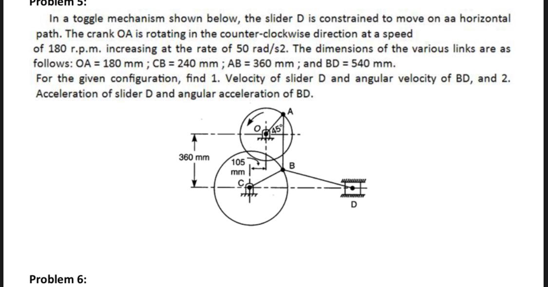 Solved Problem: In a toggle mechanism shown below, the | Chegg.com