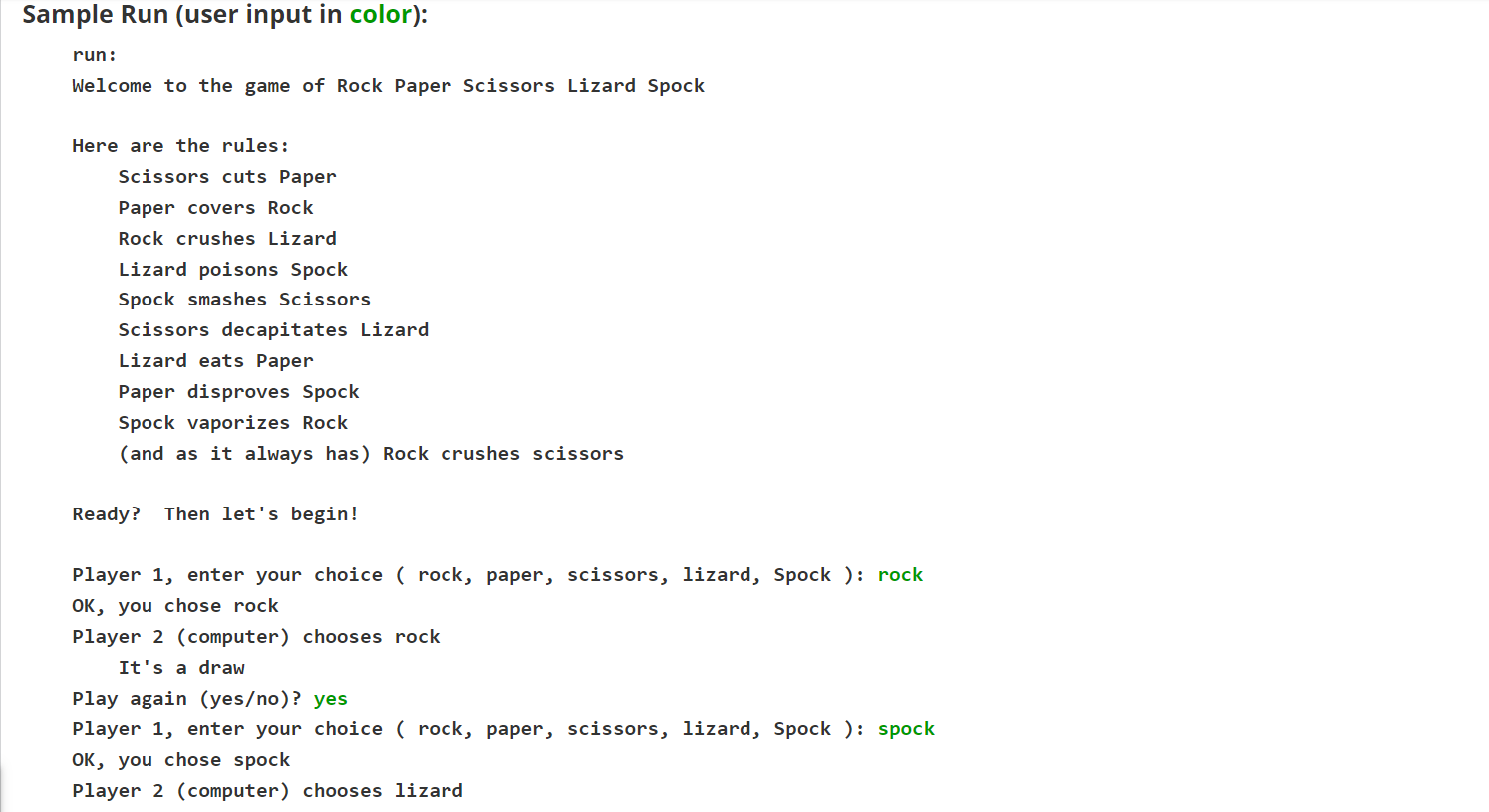 Solved Update the Rock, Paper, Scissors program you wrote | Chegg.com