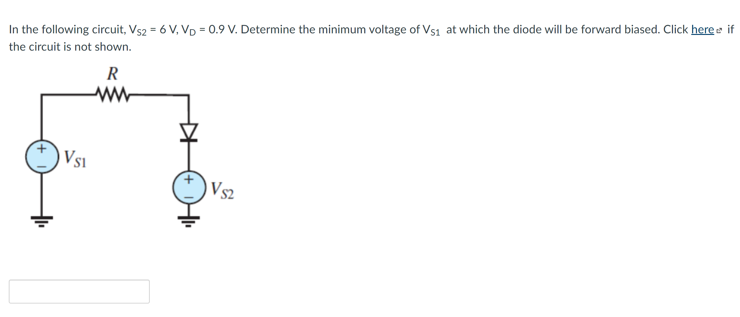 Solved In the following circuit, Vs2 = 6 V, VD = 0.9 V. | Chegg.com
