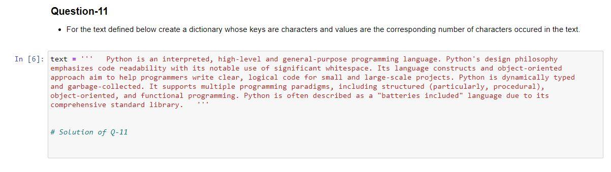 Solved Question-11 • For the text defined below create a | Chegg.com
