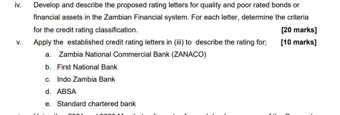 iv. V. Develop and describe the proposed rating | Chegg.com