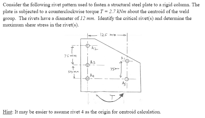 Solved Consider the following rivet pattern used to fasten a | Chegg.com