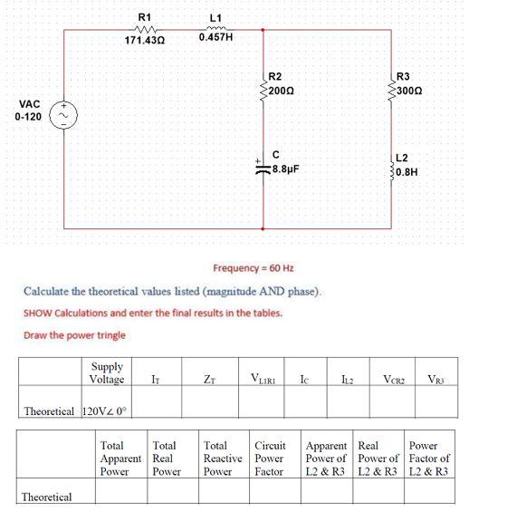 Solved RLC series parallel circuit Please show formula and | Chegg.com