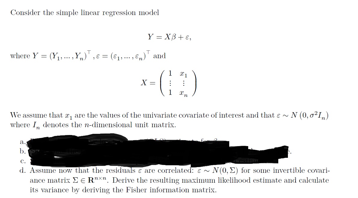 Solved Consider the simple linear regression | Chegg.com