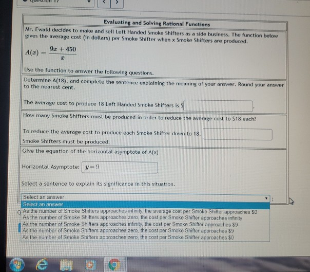 Solved Evaluating and Solving Rational Functions Mr. Ewald | Chegg.com