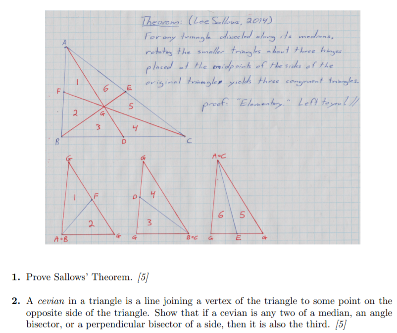 Solved Theorem: (Lee Sallows, 2014) For any triangle | Chegg.com