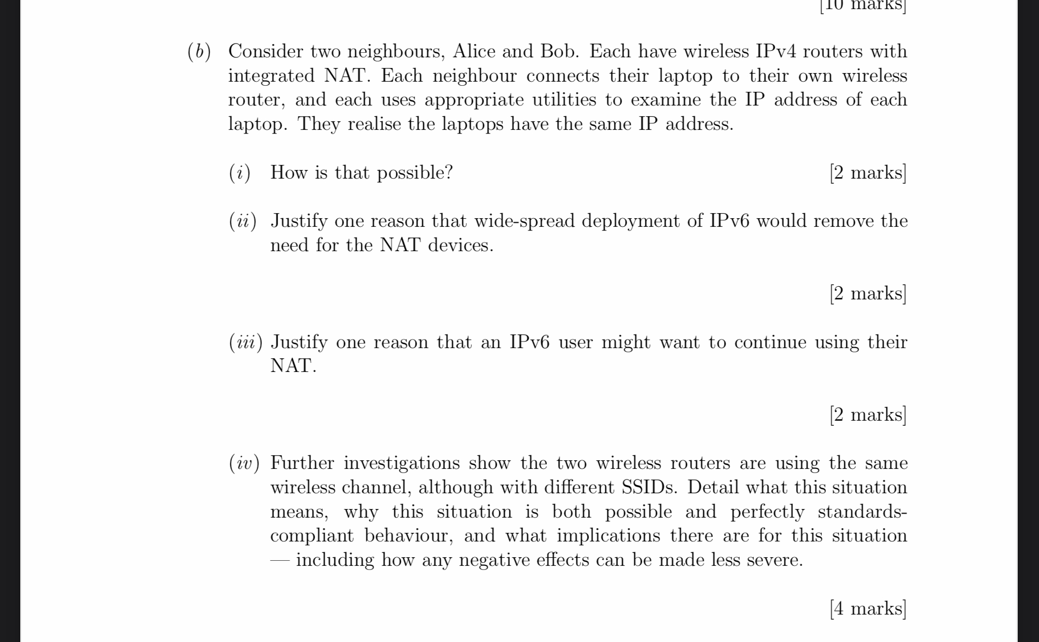Solved (b) Consider two neighbours, Alice and Bob. Each have | Chegg.com