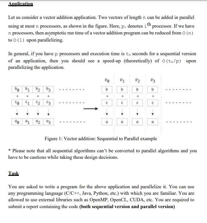 Solved Let us consider a vector addition application. Two | Chegg.com