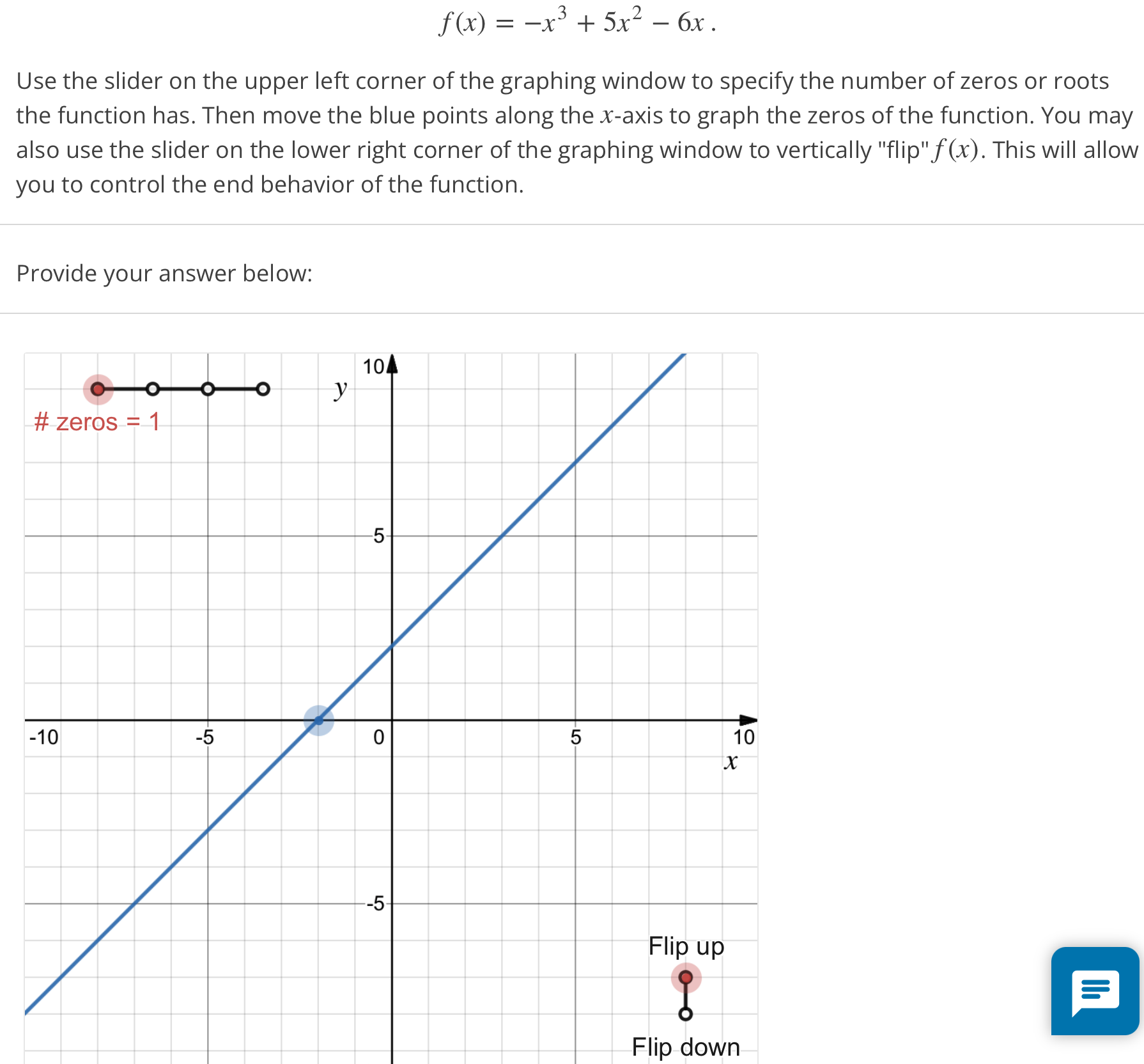 f(x)=−x3+5x2−6x Use the slider on the upper left | Chegg.com