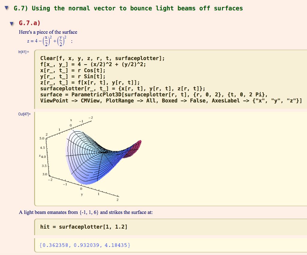 Using the normal vector to bounce light beams off | Chegg.com