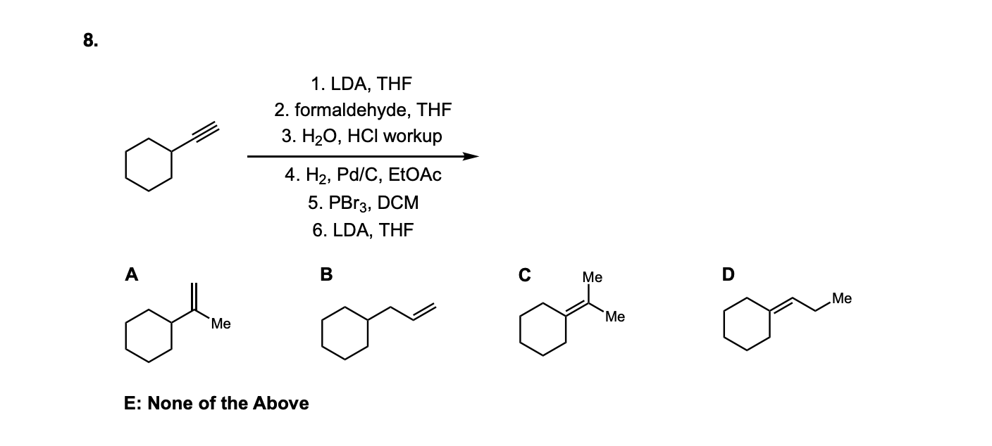 Solved 1. NaNH2 (3eq), NH3 2. 1-bromopentane, THF Br Me Br | Chegg.com