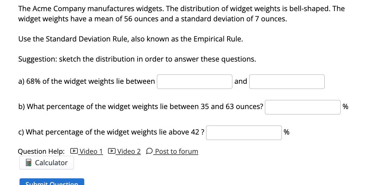 Solved The Acme Company manufactures widgets. The | Chegg.com